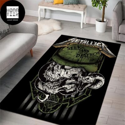 Metallica Seek And Destroy Sodier Skull With Snake Luxury Rug - Honateez