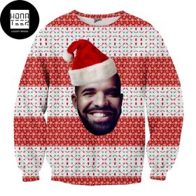 Drake With Many Drake Santa Head 2023 Ugly Christmas Sweater - Honateez