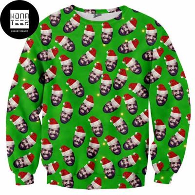 Drake With Many Drake Santa Head 2023 Ugly Christmas Sweater - Honateez